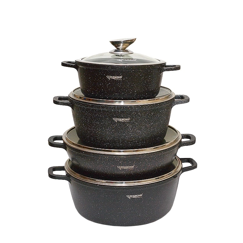 Կաթսաների հավաքածու Diamond DMA-2909 9 կտորից գրանիտեպատ ալյումին սև ...